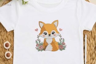 Baby Fox Floral Garden Embroidery Design · Creative Fabrica