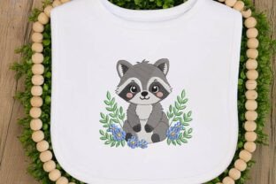 Baby Raccoon Floral Embroidery Design · Creative Fabrica