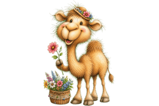 Cute Camel Flower Basket Clipart Graphic by dogstar4535 · Creative Fabrica