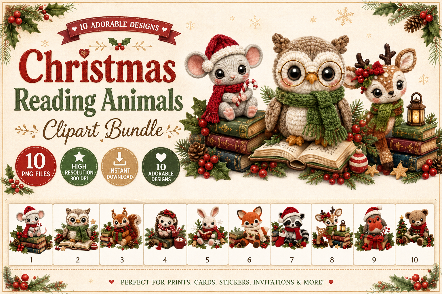 Cute Holiday Animal PNG Cozy Crochet Graphic by chompooraksa · Creative ...