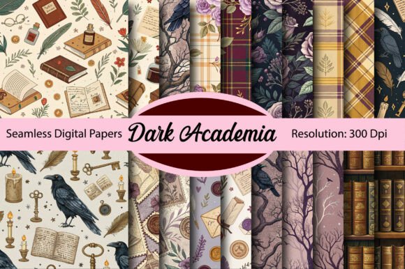 Dark Academia Seamless Digital Paper Graphic by Colourful · Creative ...
