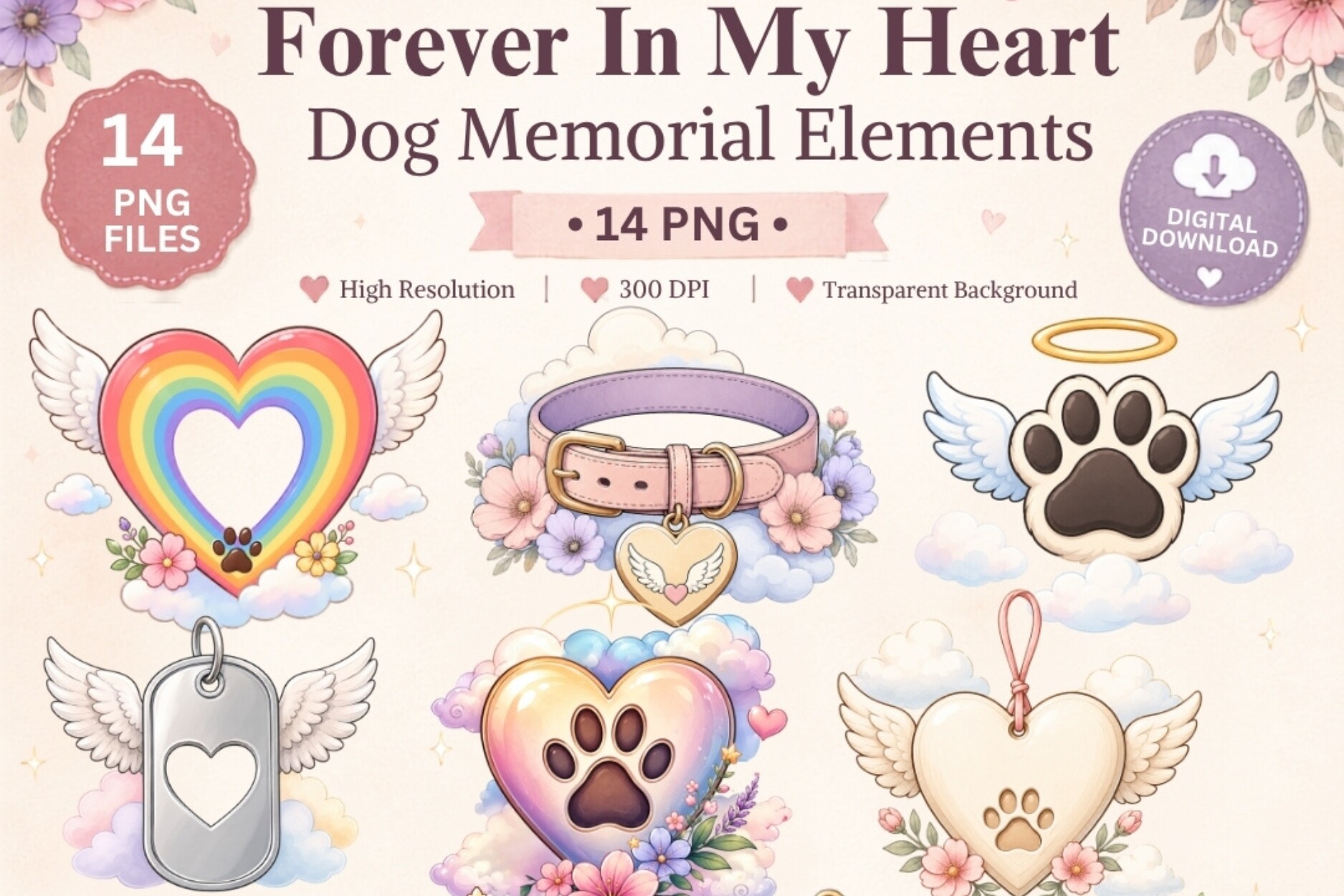 Forever in My Heart Dog Memorial Clipart Graphic by Tanya Kart ...
