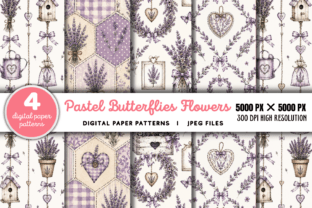 Pastel Butterflies Flowers Digital Paper Graphic by Styled Stock Mock ...