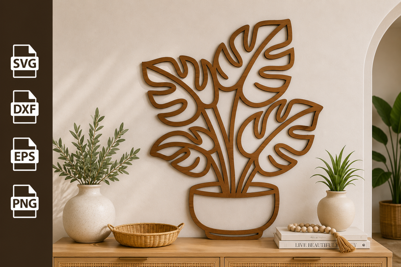 Potted Monstera Plant Tree Laser Cut SVG · Creative Fabrica