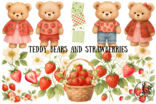 Teddy Bears and Strawberries - Png & Pdf Graphic by ...