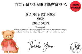 Teddy Bears and Strawberries - Png & Pdf Graphic by ...