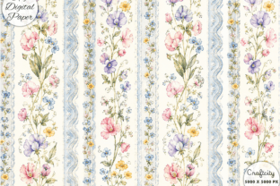 Vintage Floral Stripe JPG Pattern, Cotta Graphic by Craftcity ...