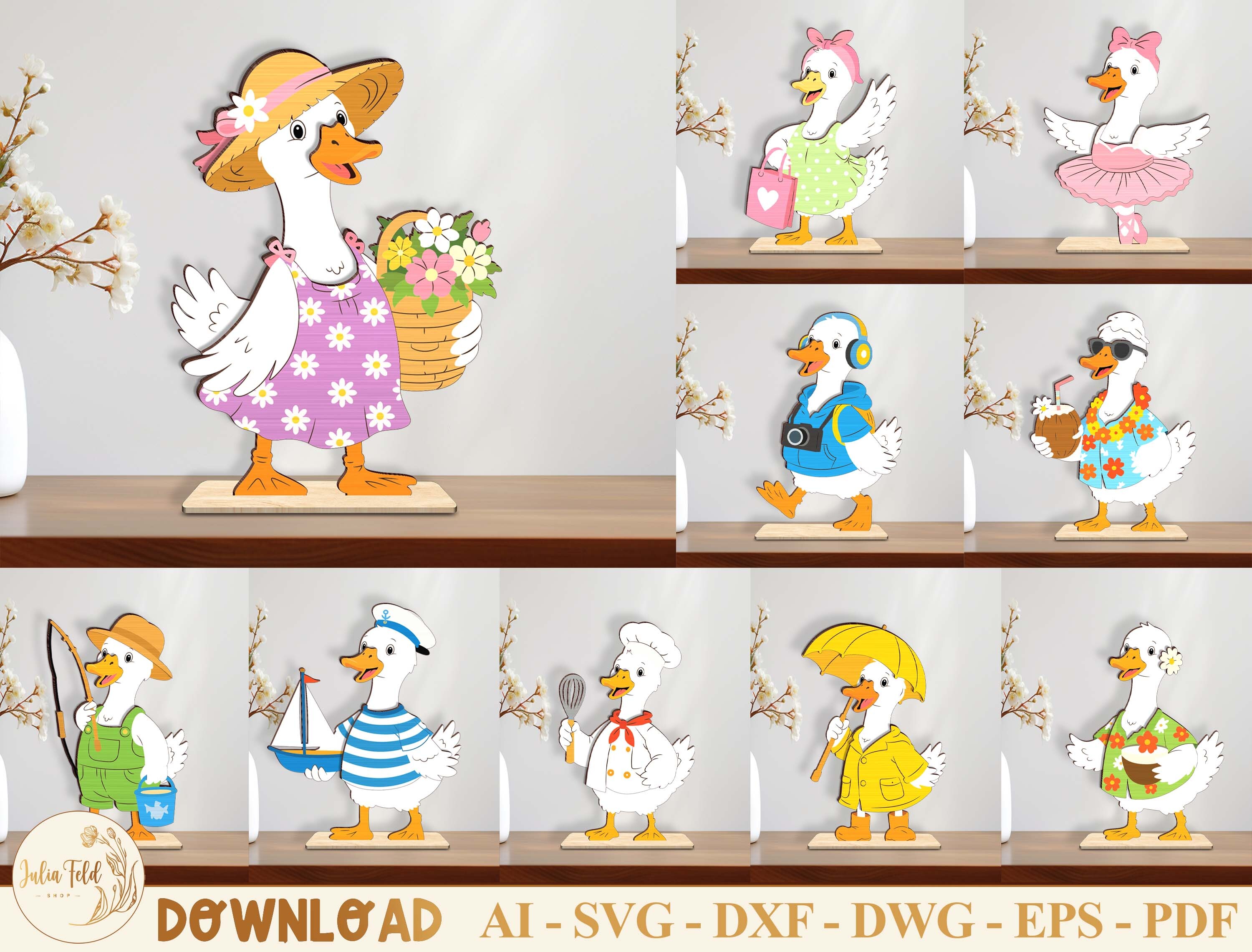 Duck Shelf Sitter Laser Cut SVG Bundle · Creative Fabrica