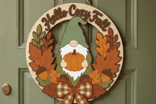 Hello Cozy Fall Gnome Wreath Custom File · Creative Fabrica