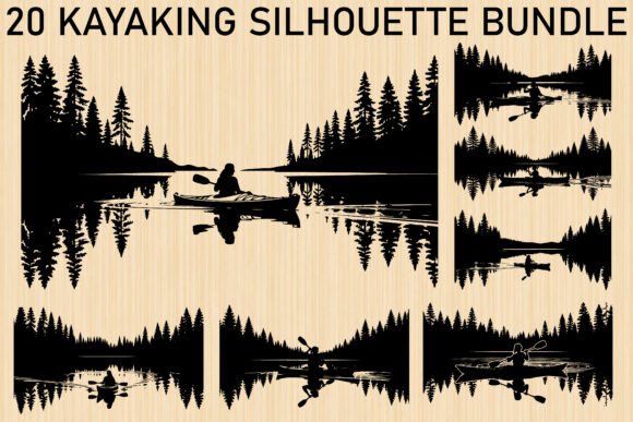 Kayaking Silhouette Bundle Graphic by Robin_Store · Creative Fabrica