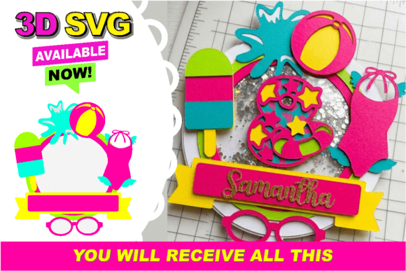 Pool Party Shaker Cake Topper 3D SVG · Creative Fabrica