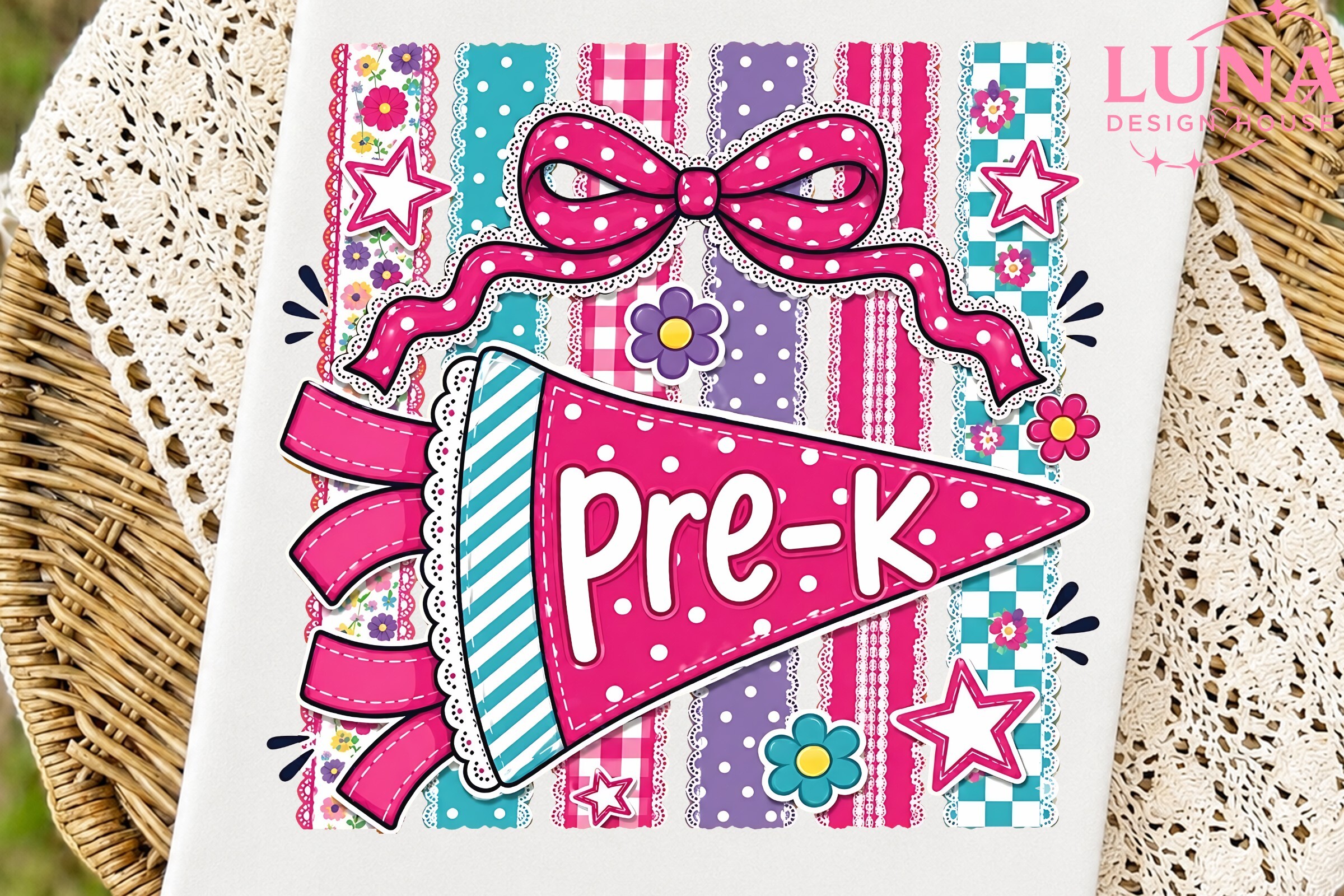 Pre-K Pennant Bow Coquette PNG Clipart Graphic by LunaDesignHouse ...