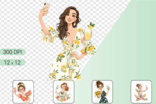 Quirky Woman Summer Selfie Clipart PNG Graphic by Sublimation Print ...
