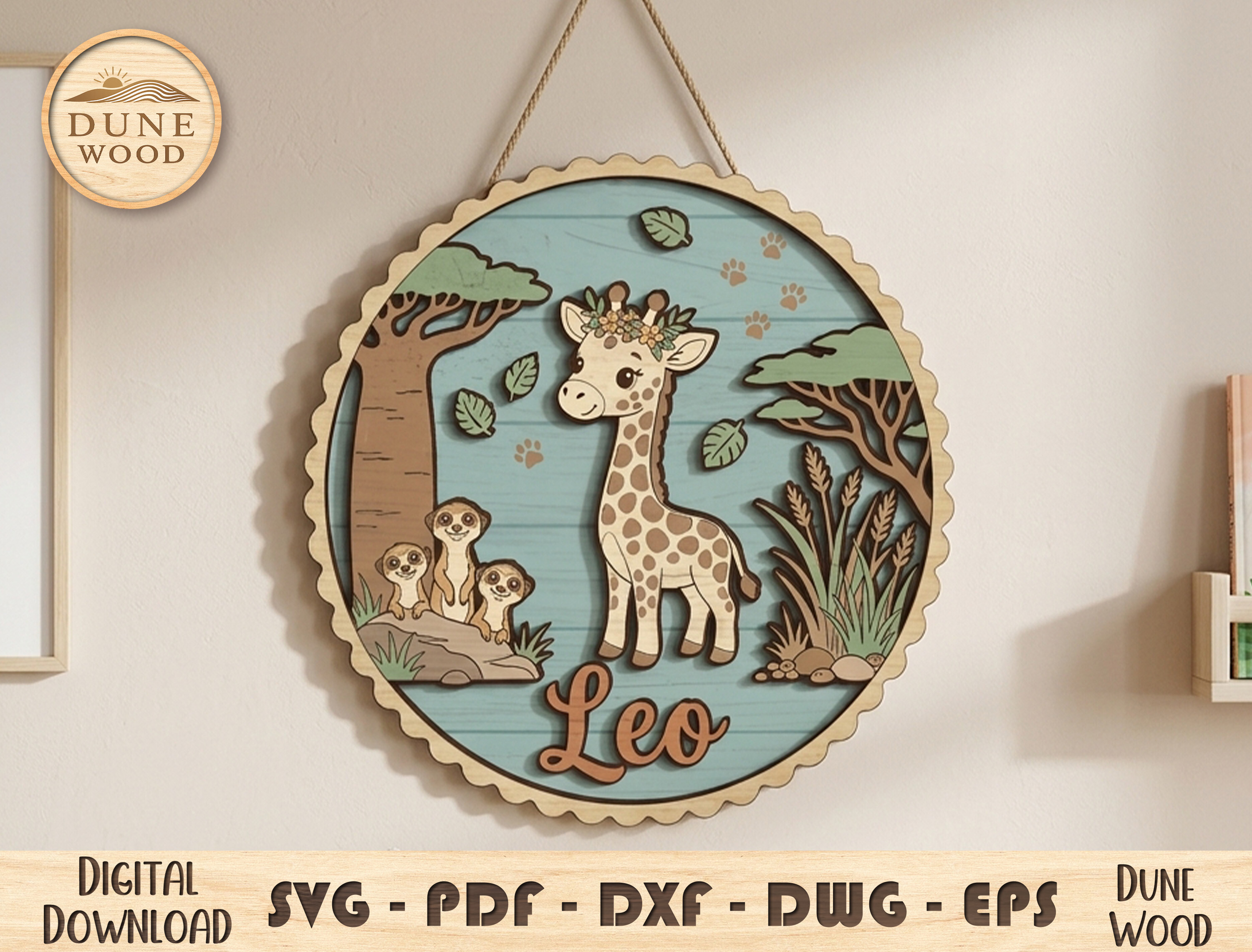 Safari Nursery Name Sign SVG · Creative Fabrica