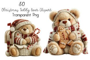 Watercolor Christmas Teddy Bear Clipart Graphic by Creative Print ...