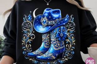 Western Blue Glitter Cowboy Boots PNG Graphic by The Black Cat ...