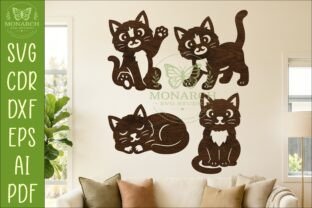 Cute Cat Silhouettes SVG for Laser 1 · Creative Fabrica