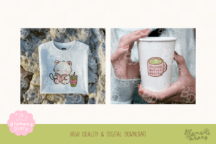 Kawaii Bookish Matcha Cat Clipart Graphic by blumensdiary · Creative ...