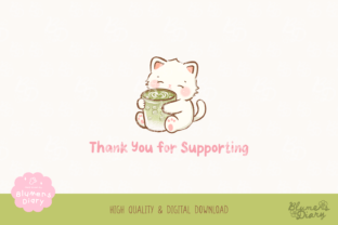 Kawaii Bookish Matcha Cat Clipart Graphic by blumensdiary · Creative ...