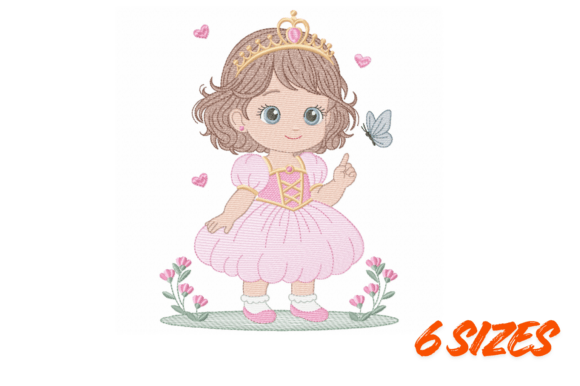 Sweet Princess Girl Embroidery Design · Creative Fabrica
