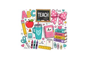 Cute Teacher School Supplies Set Graphic by sr_sohag · Creative Fabrica