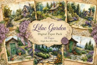 Vintage Cottage Garden Landscape Paper Graphic by Attractions Artist ...