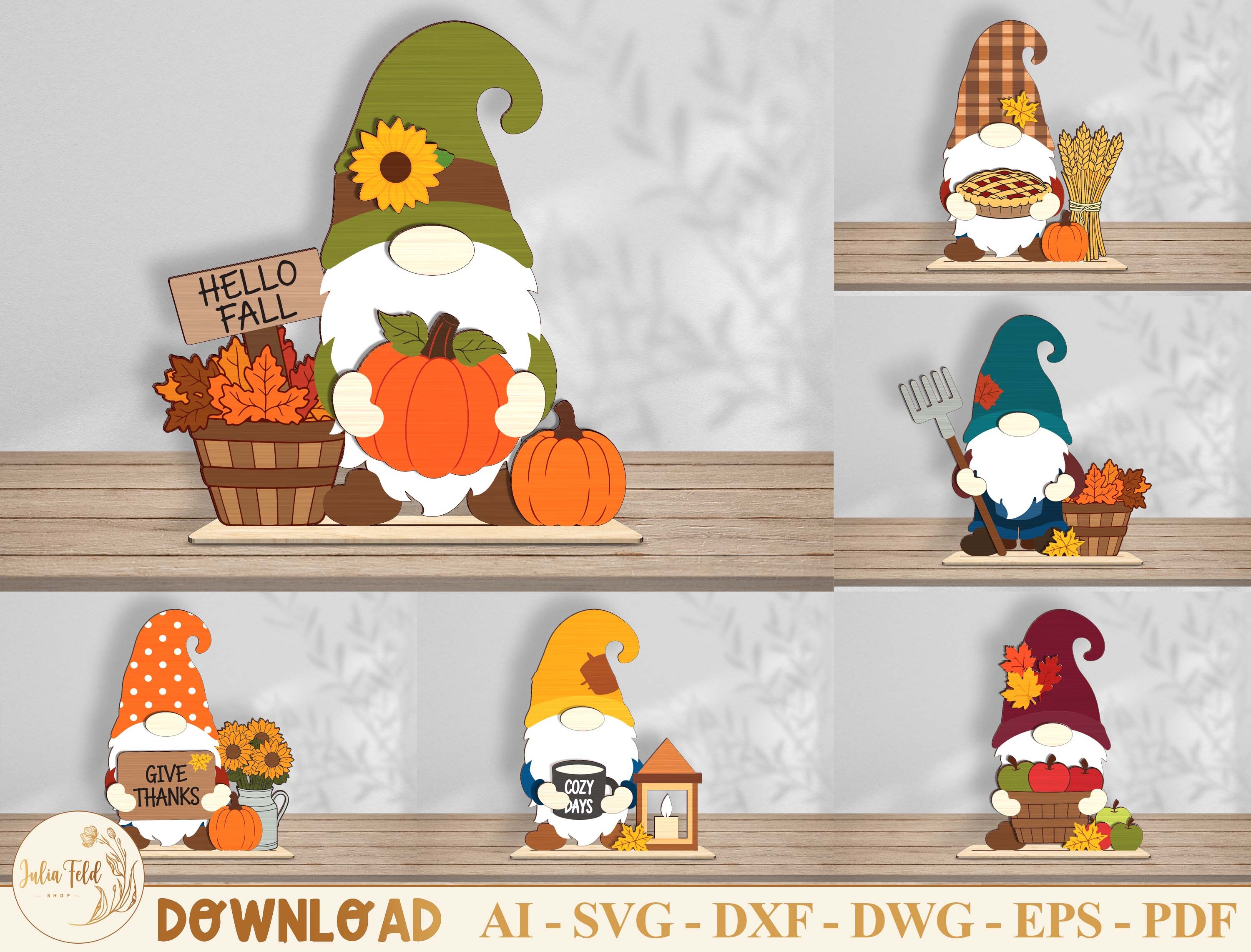 Fall Gnome Table Decor SVG Bundle · Creative Fabrica