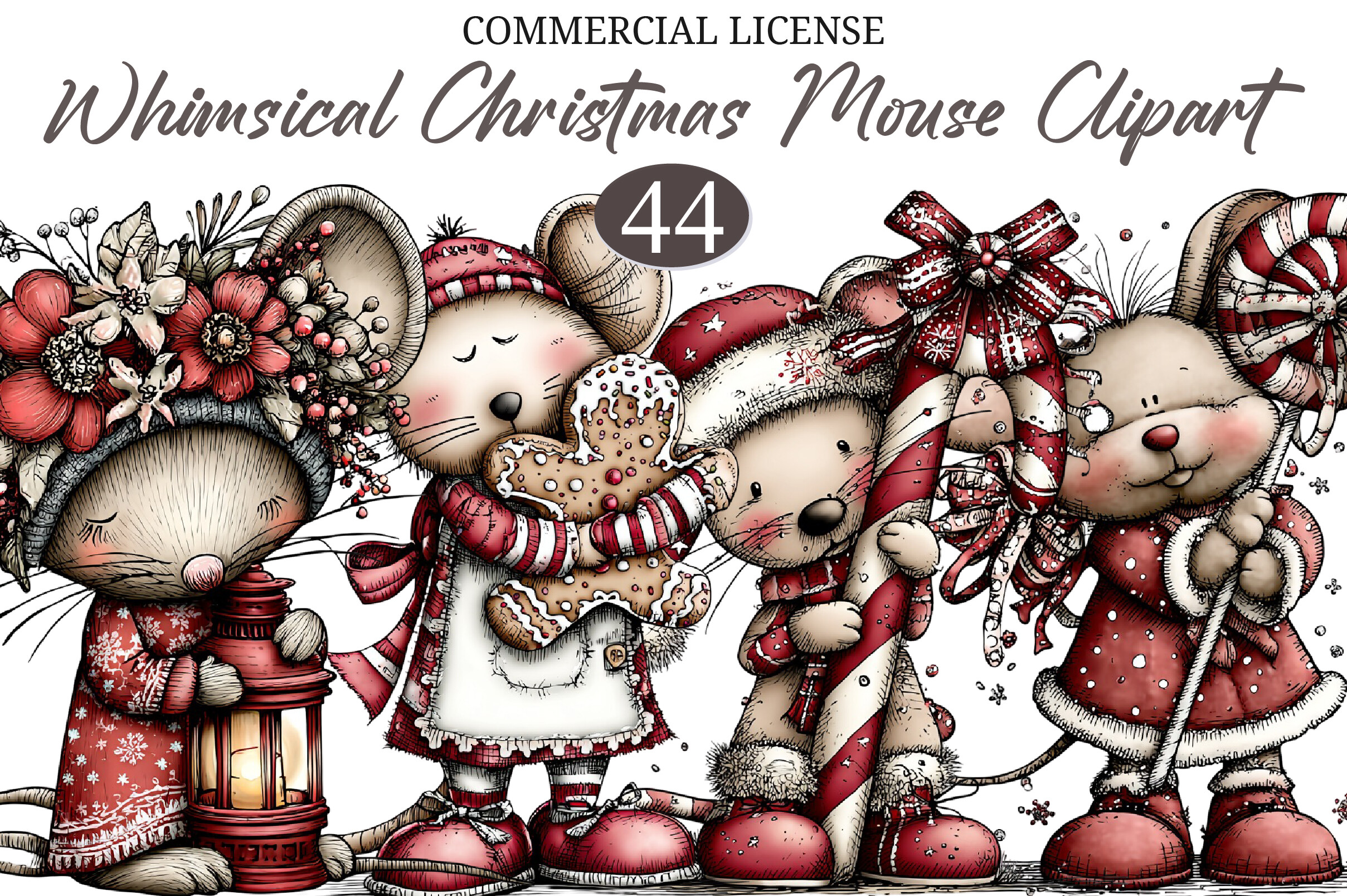 Whimsical Christmas Mouse Clipart Graphic by ArtStory · Creative Fabrica