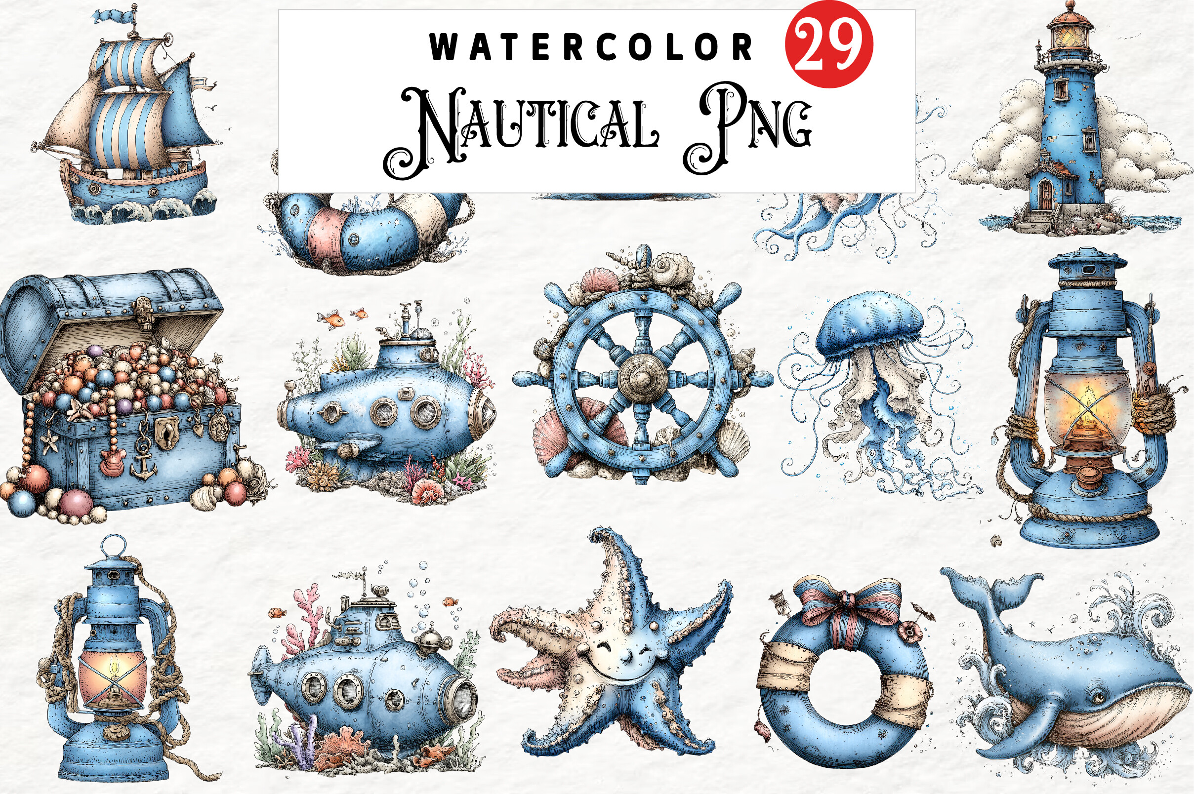 Nautical Whimsical Clipart Graphic by watercolor Design · Creative Fabrica