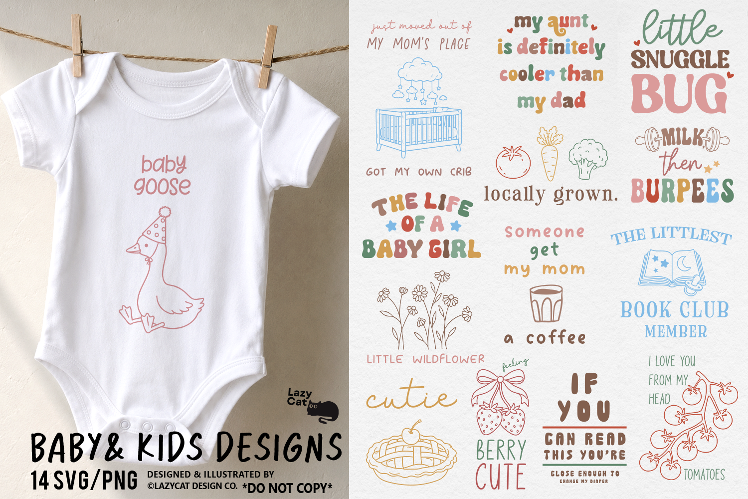 Baby & Kids Funny Cute SVG PNG Bundle Graphic by Lazy Cat · Creative ...