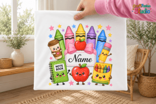 Kawaii School Crayon Apple Frame PNG Graphic by CraftFusion Studio ...