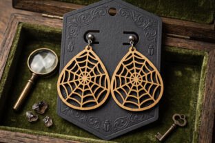 Spider Web Teardrop Laser Cut Earrings · Creative Fabrica