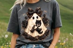 Halloween Preppy Gothic Ghost Black Cat Graphic by Queenie Art Space ...