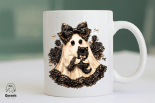 Halloween Preppy Gothic Ghost Black Cat Graphic by Queenie Art Space ...