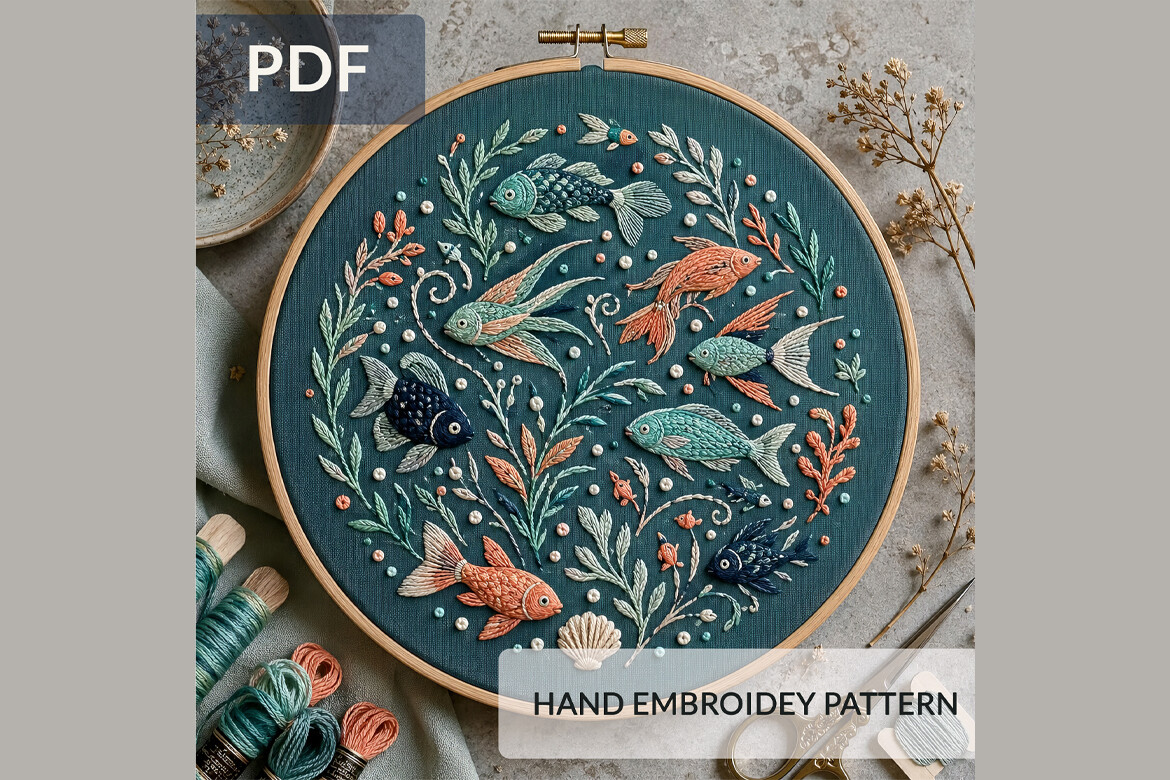 Ocean Fish Hand Embroidery Pattern PDF Graphic by Olya.Creative ...