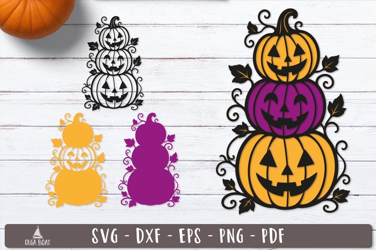 3d Stacked Pumpkins Halloween SVG · Creative Fabrica