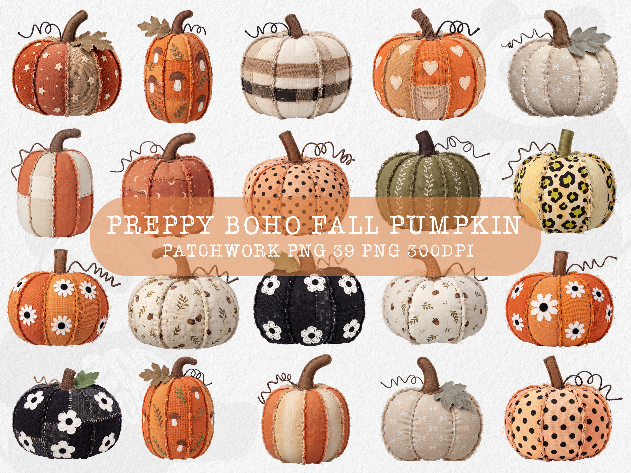 Preppy Boho Fall Pumpkin Patchwork Png Graphic by 90s Panda · Creative ...