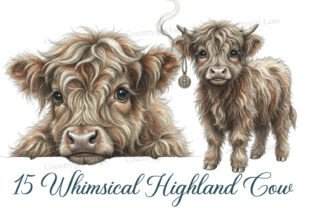 Whimsical Highland Cow Clipart Bundle Graphic by Countrygirl Lane ...
