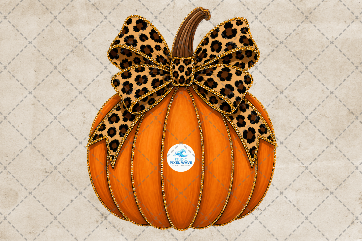 Glitter Leopard Coquette Pumpkin Bow PNG Graphic by studiopixelwave ...