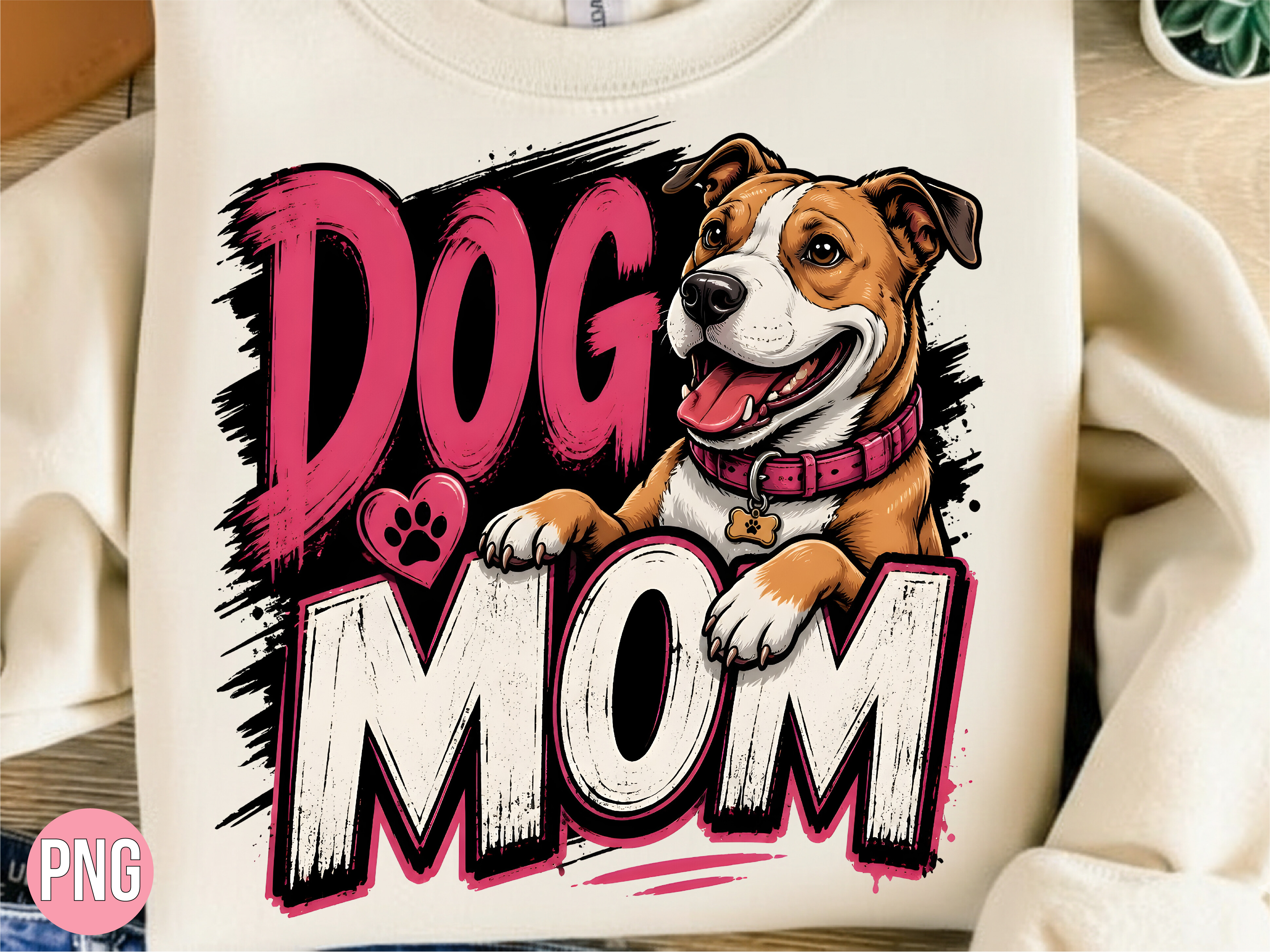 Dog Mom Pitbull Breed Cute PNG Shirt Graphic by MOO Digital · Creative ...