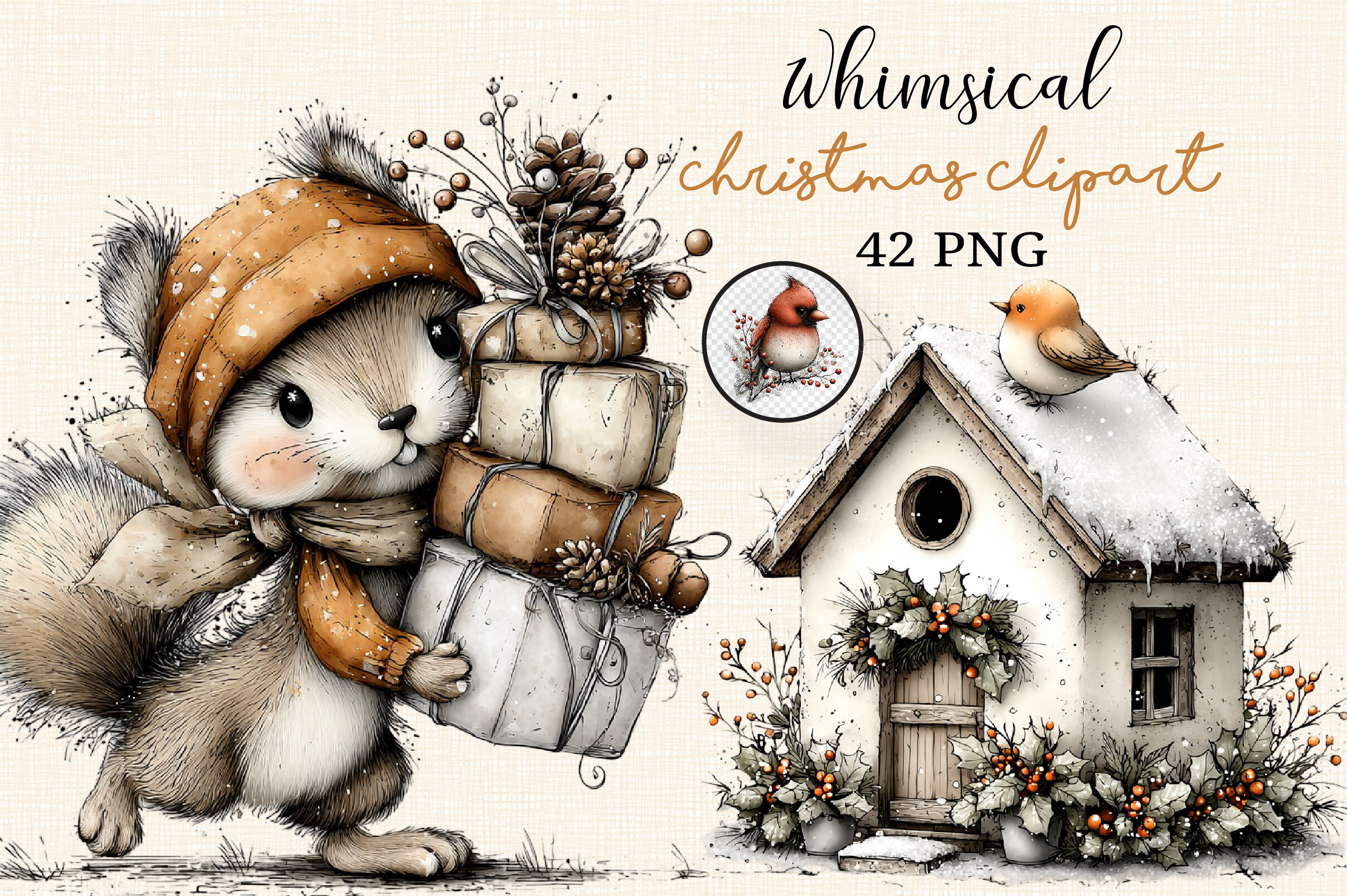 Whimsical Christmas Clipart PNG Bundle Graphic by CraftNest · Creative ...