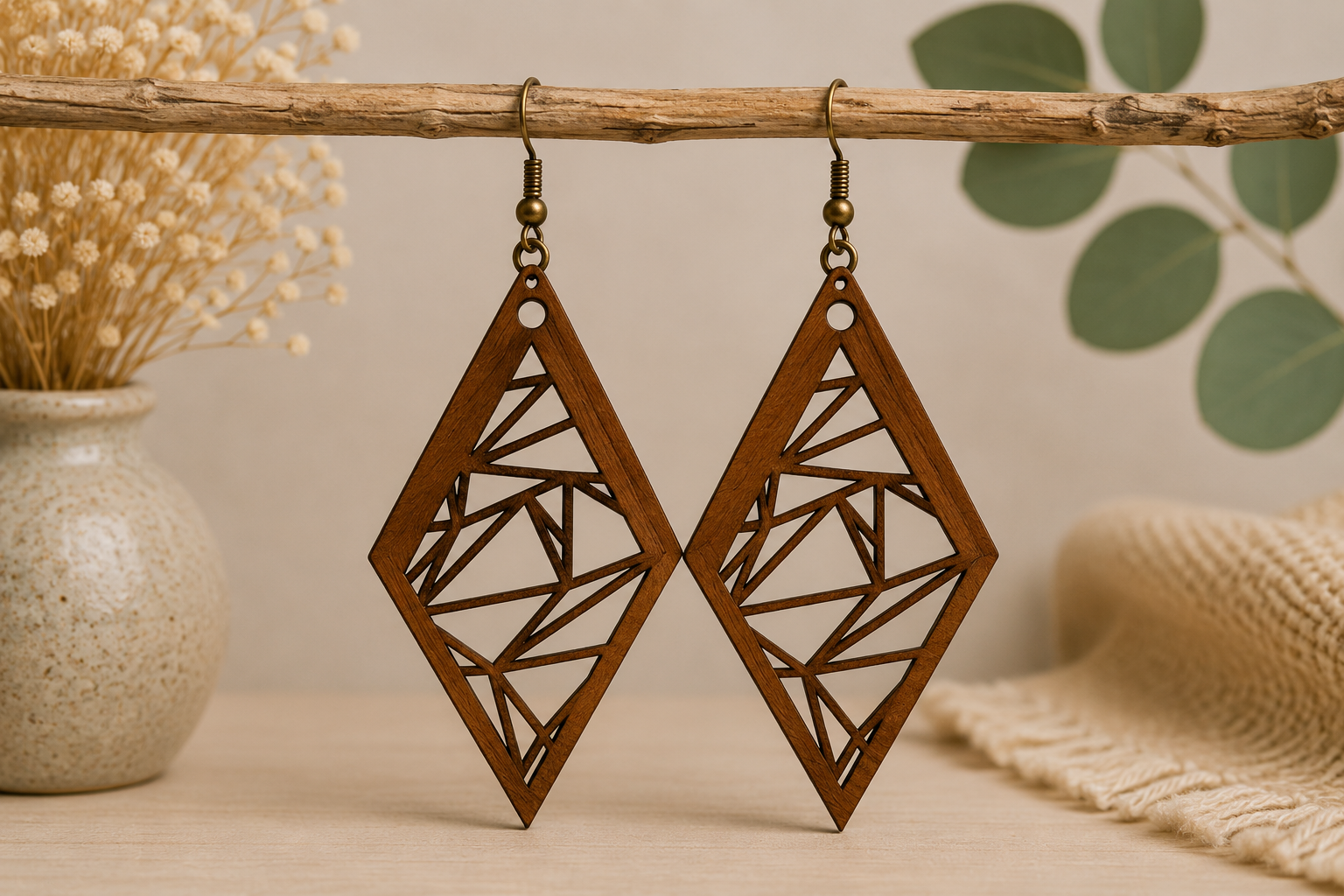 Geometric Rhombus Lattice Earring SVG · Creative Fabrica