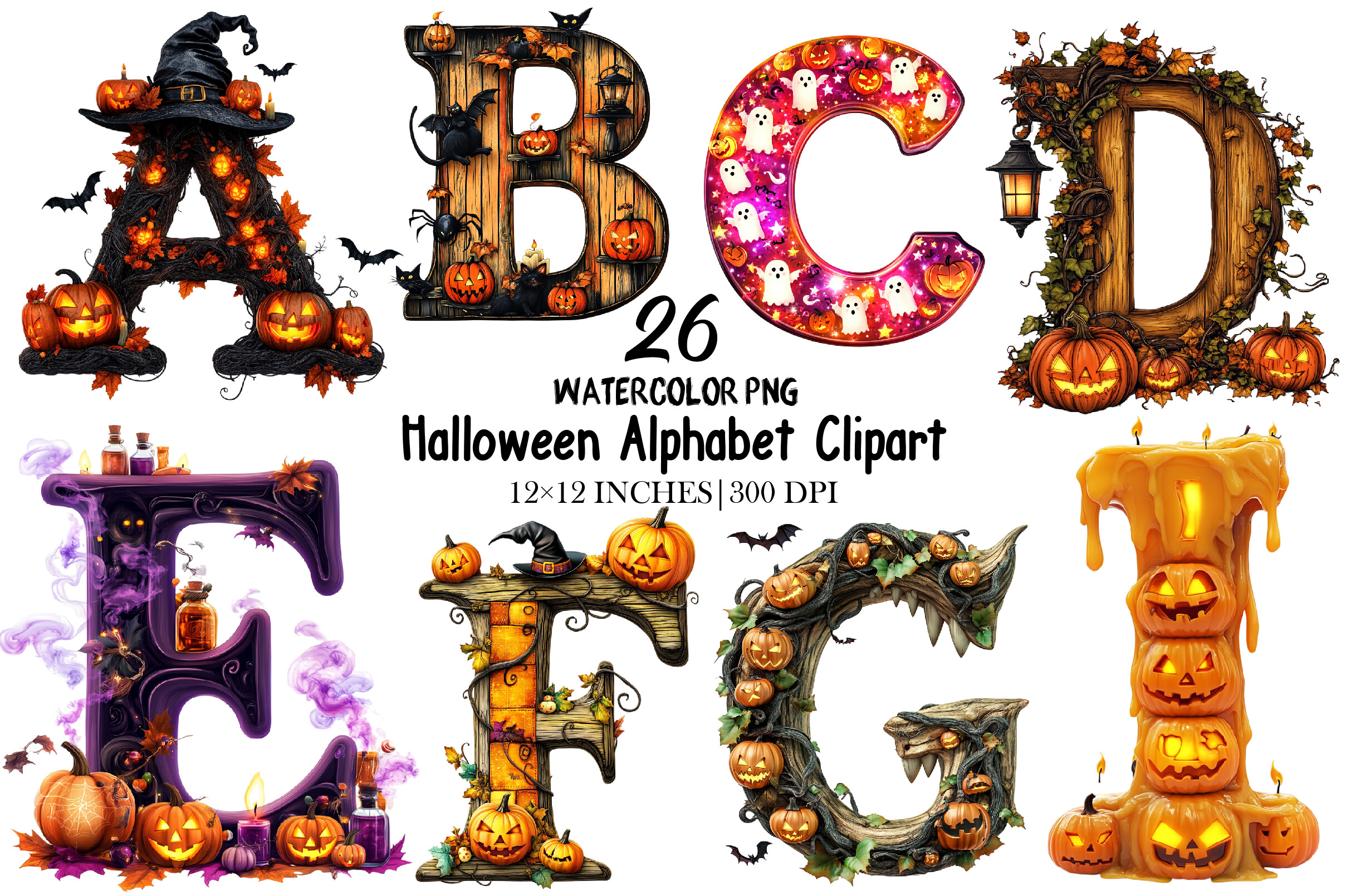 Halloween Alphabet Clipart Graphic by Creative Print · Creative Fabrica