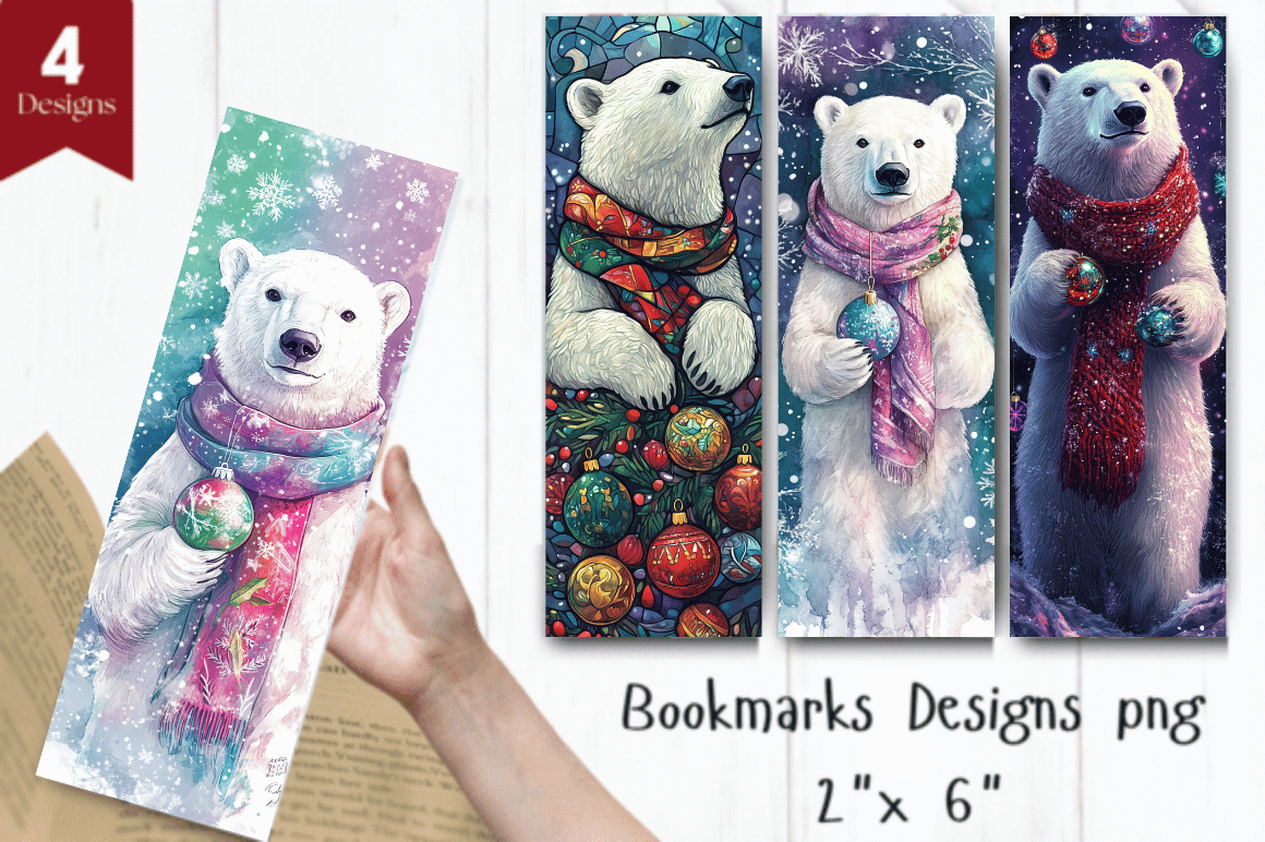 Christmas Printable Bookmark Polar Bear Graphic by emailtemplate ...