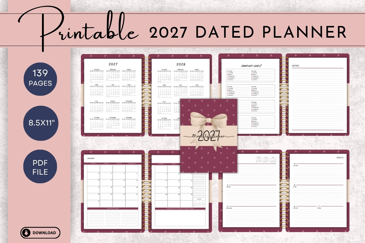 2027 Planner Printable Graphic by Printable Designs · Creative Fabrica