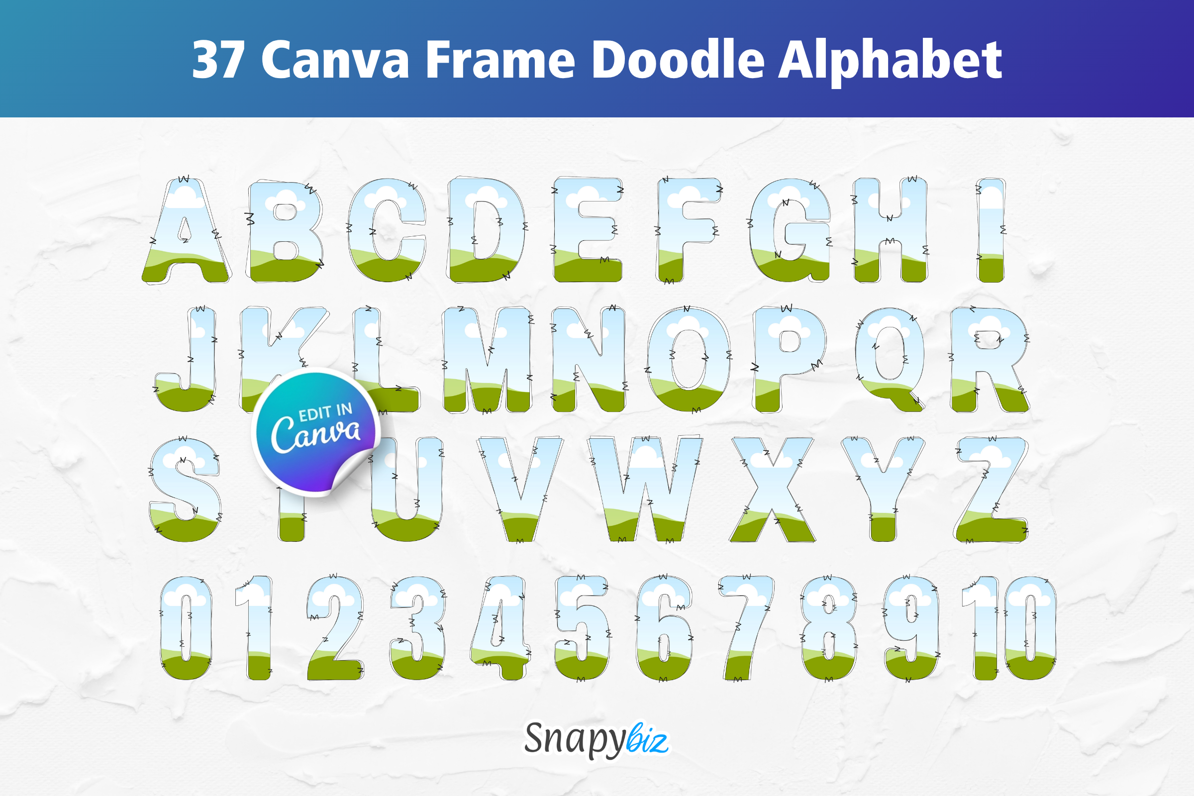 Canva Frame Doodle Alphabet Template Graphic by SnapyBiz · Creative Fabrica