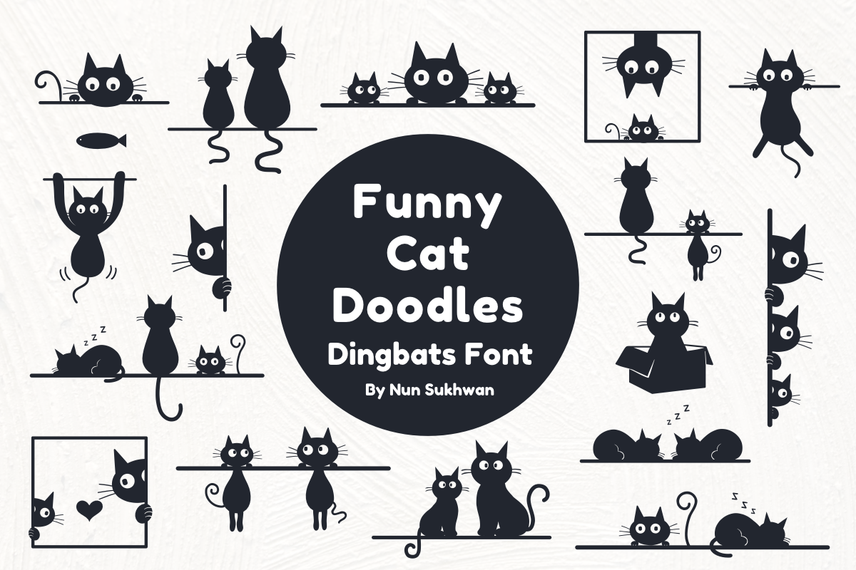 Funny Cat Doodles Font by Nun Sukhwan · Creative Fabrica