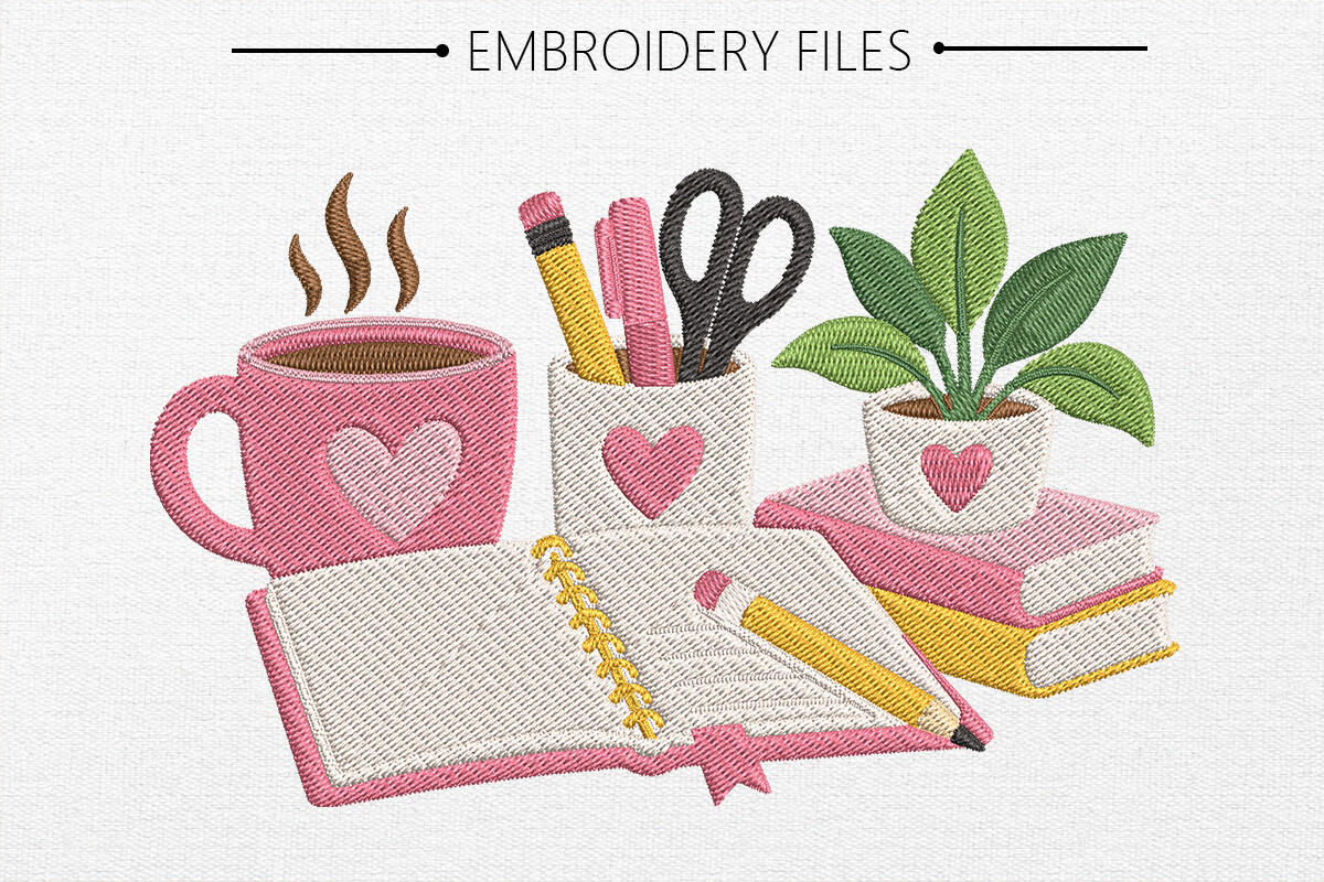 Teacher Desk Embroidery Design · Creative Fabrica