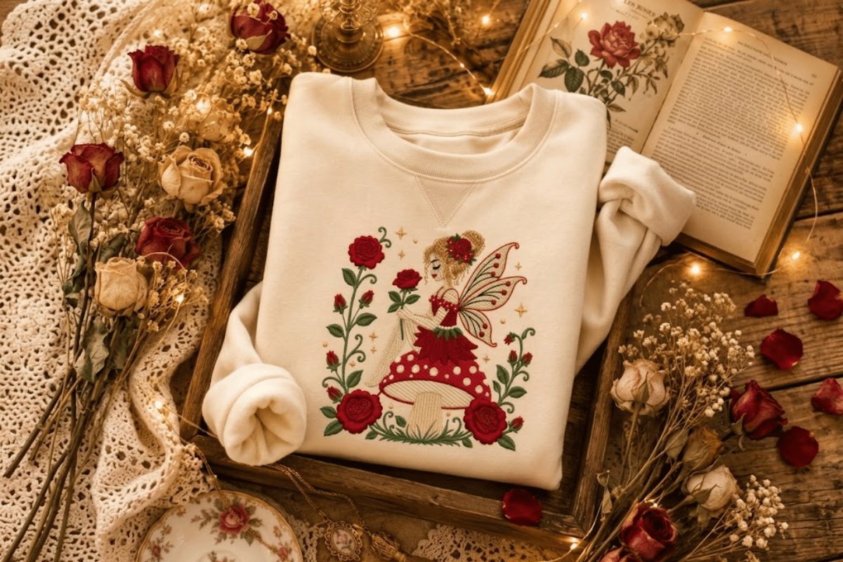 Cottagecore Fairy Mushroom Embroidery · Creative Fabrica